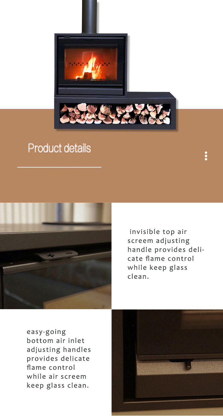 Large glass door wood stove A2